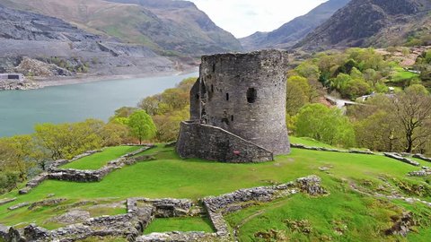 Aerial View Historic Dolbadarn Castle Llanberis Stock Footage Video ...