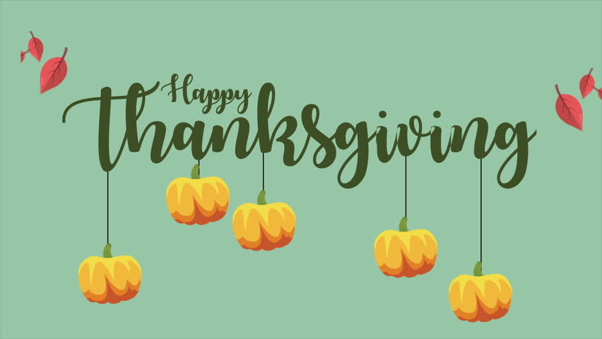 thanksgiving day animation falling leafes pumpkin Stock Footage Video ...