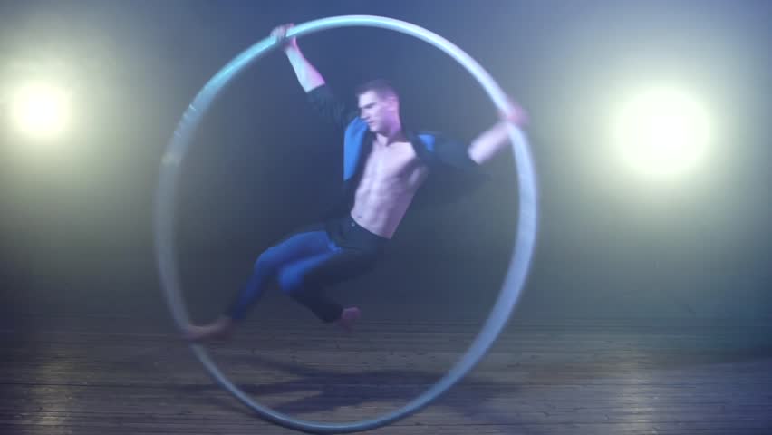 circus artist spinning cyr wheel Stock Footage Video (100% Royalty-free ...