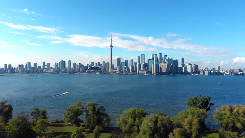 aerial view toronto skyline including centre Stock Footage Video (100% ...