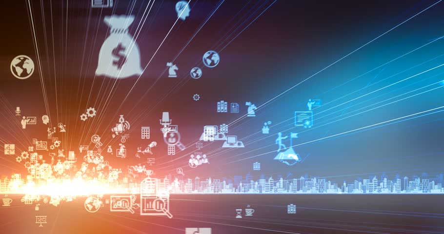 Animated Background with Flying Business Stock Footage Video (100% ...