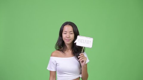 Young Beautiful Hispanic Woman Selfie Paper Stock Footage Video (100% ...
