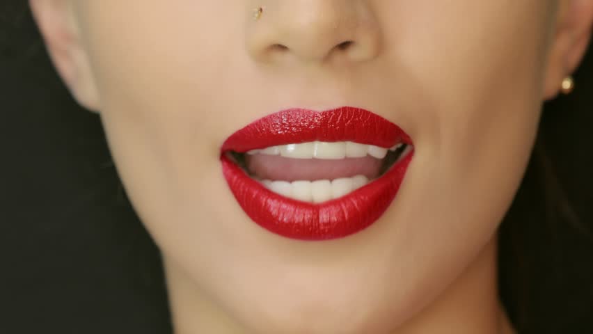 4k Closeup Beautiful Woman Lips Beautiful Stock Footage Video (100% ...