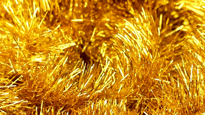 gold tinsel christmas decoration close up Stock Footage Video (100% ...