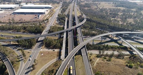 Tangled Complex Intersection Between Multilane Motorways Stock Footage ...