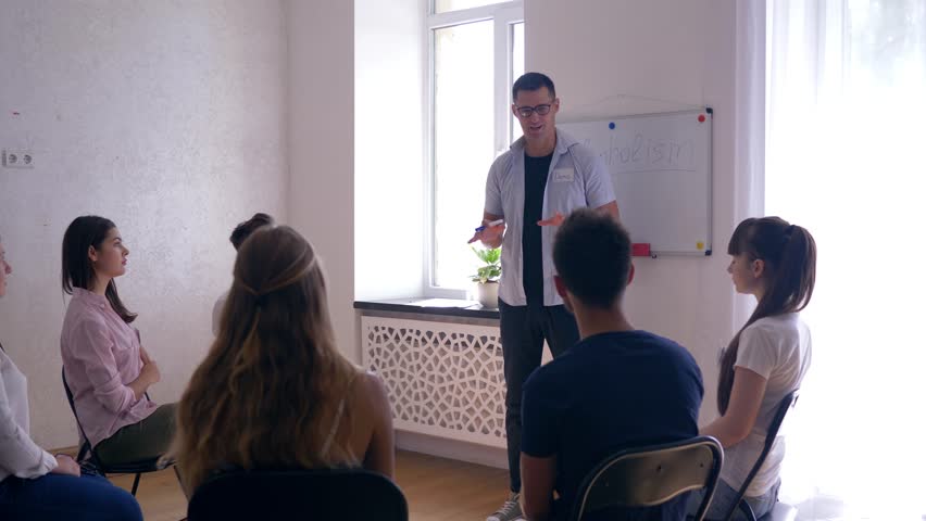 Psychologist Conducts Training for Young Stock Footage Video (100% ...