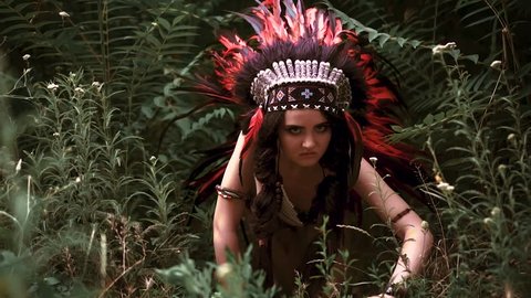Native American Indian Woman Huntress Sits Stock Photo (Edit Now ...