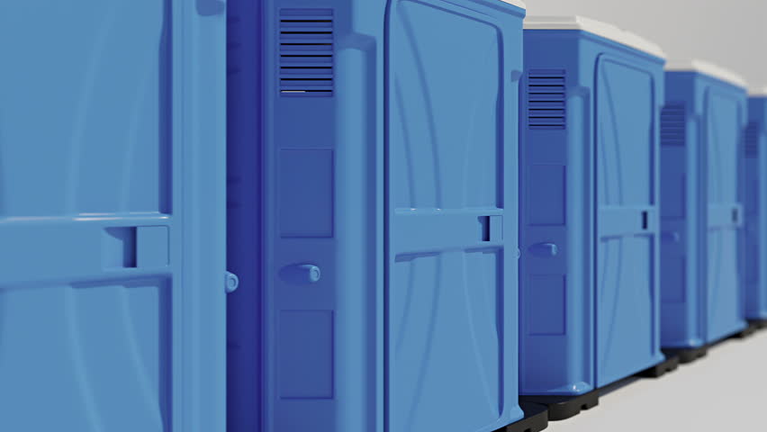 Camera Flies Around Toilets Porta Potty Stock Footage Video (100% ...