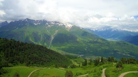 Drone View Mestia Valley Mountain Cloud Stock Footage Video (100% ...