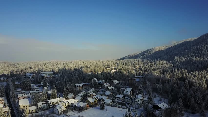 Beautiful Village Covered in Snow. Stock Footage Video (100% Royalty ...