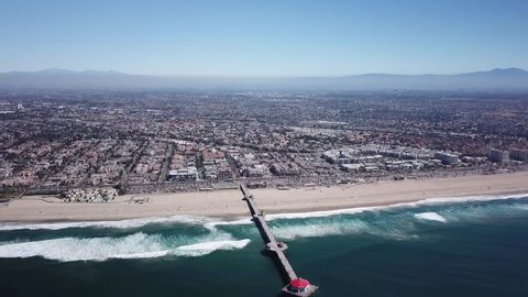 Huntington Beach Pier Main Street Shopping Stock Footage Video (100% ...