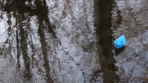 Small Colored Paper Boats Swim Along Stock Footage Video (100% Royalty ...