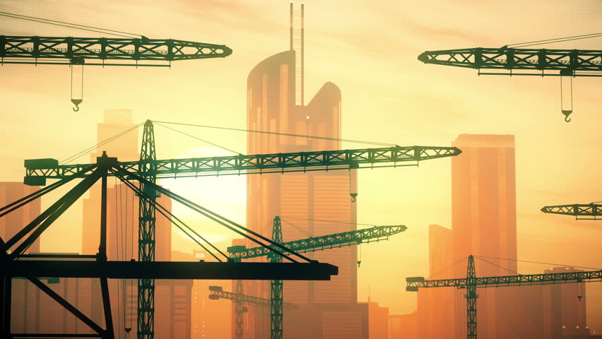 4k huge construction cranes industrial zone: วิดีโอสต็อก (ปลอดค่า ...