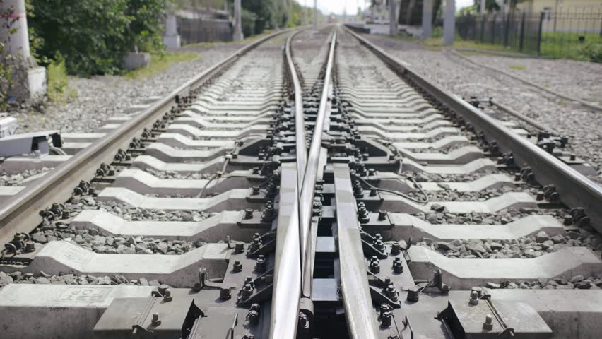 turnouts railway track railroad switch rails Stock Footage Video (100% ...