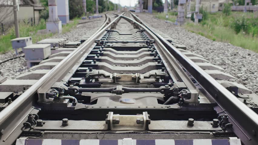 Railroad Switch Rails. Device of Stock Footage Video (100% Royalty-free ...