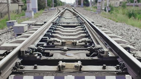 Railroad Switch Rails Device Connection Railway Stock Footage Video ...