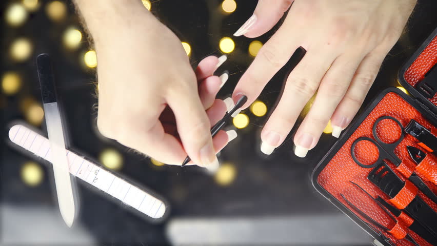 nail cuticle manicure top view 4k Stock Footage Video (100% Royalty ...