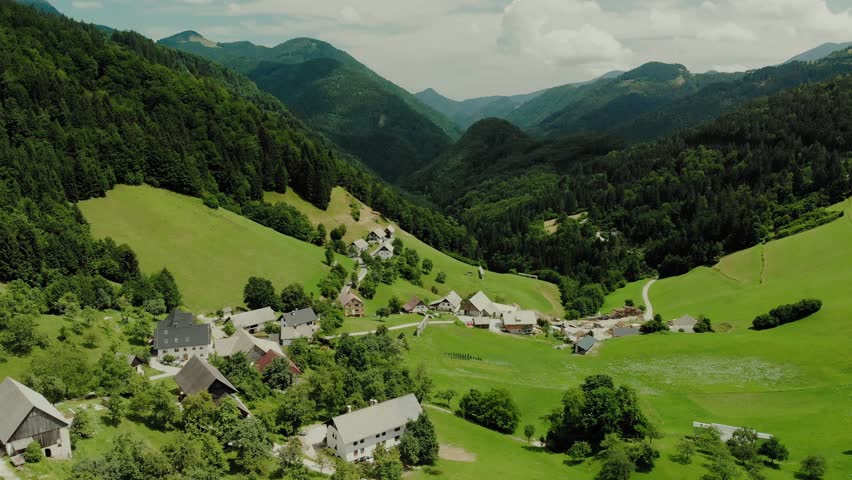 view over spodnja sorica village slovenia Stock Footage Video (100% ...