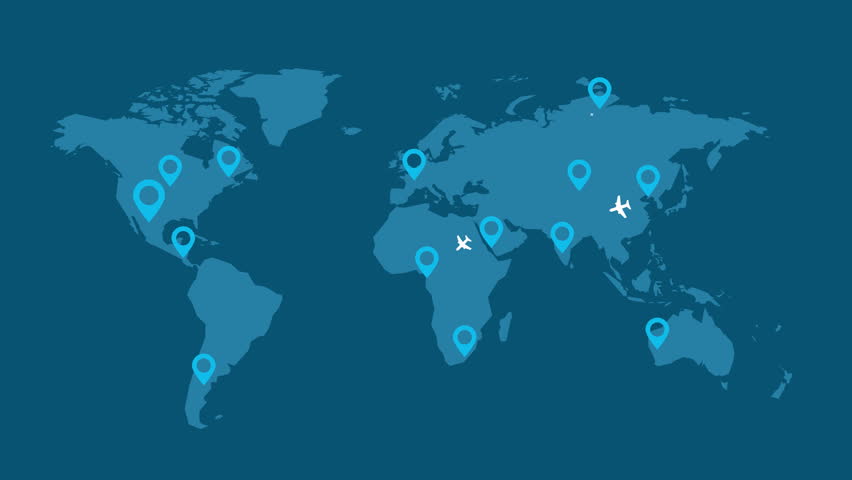 airplanes flying around world map pointer Stock Footage Video (100% ...