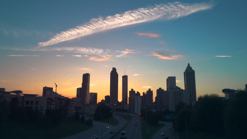 City of Atlanta Skyline Sunset Stock Footage Video (100% Royalty-free ...
