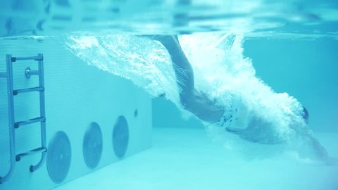 Man Dives Headfirst Into Pool Blue Stock Footage Video (100% Royalty ...