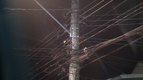 Electric Pole Night Filled Wires Stock Footage Video (100% Royalty-free ...