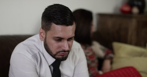 4k Close Depressed Angry Man Sitting Stock Footage Video (100% Royalty ...