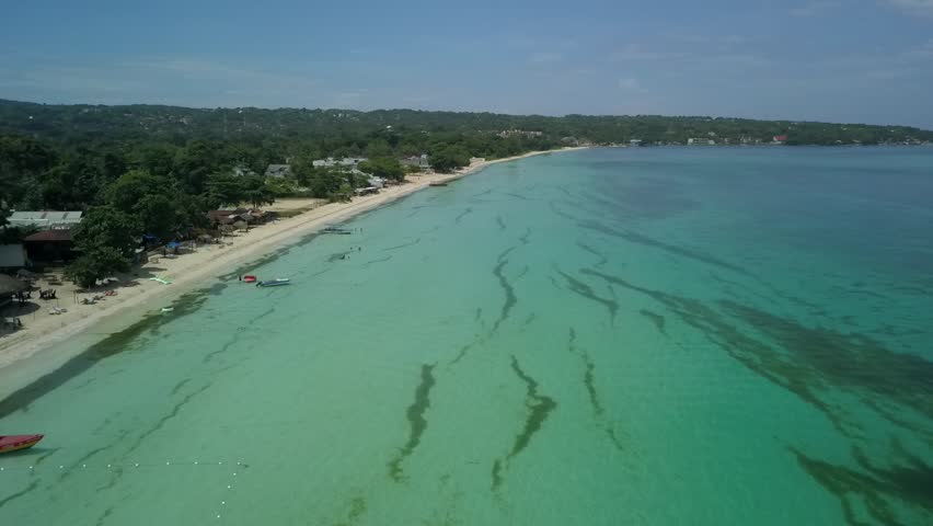 negril jamaica aerial footage beach ocean Stock Footage Video (100% ...