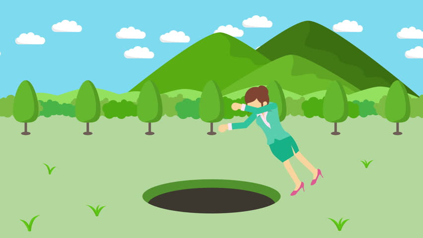 business woman fall into hole background Stock Footage Video (100% ...