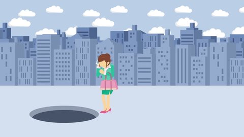 Business Woman Fall Into Hole Background Stock Footage Video (100% ...