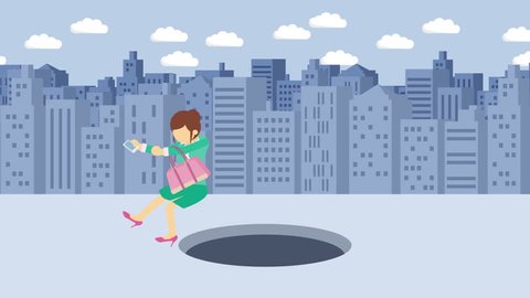 Business Woman Fall Into Hole Background Stock Footage Video (100% ...