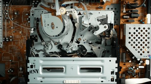 Inside Vcr Vhs Tape Loading Topdown Stock Footage Video (100% Royalty ...