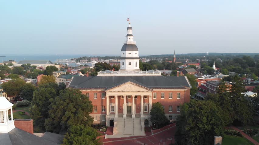 aerial view maryland capitol during sunset Stock Footage Video (100% ...