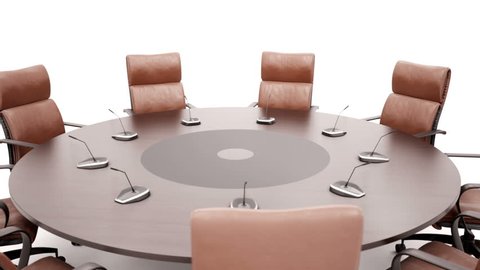 Round Conference Table On White Background Stock Footage Video (100% ...