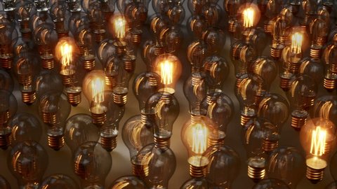 Light Bulbs Start Lit Among Array Stock Footage Video (100% Royalty ...