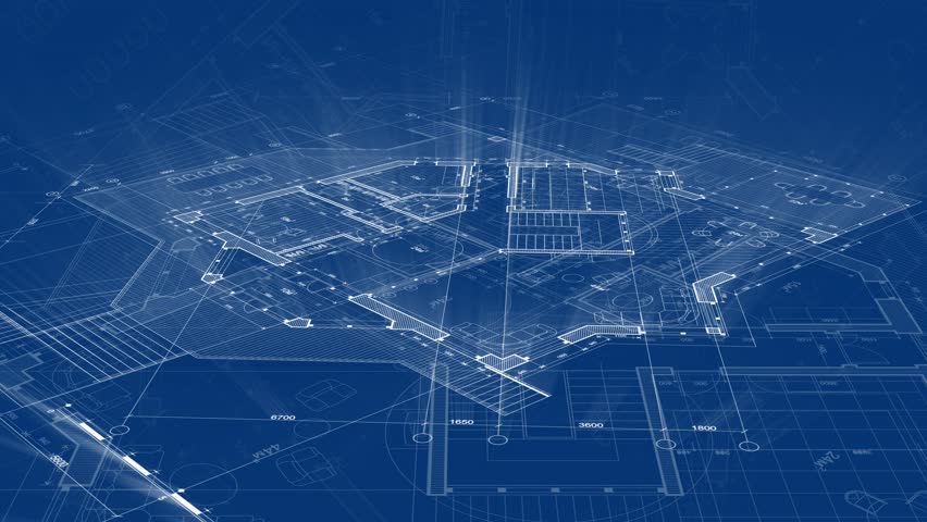 Architecture Design: Blueprint Plan - Stock Footage Video (100% Royalty ...