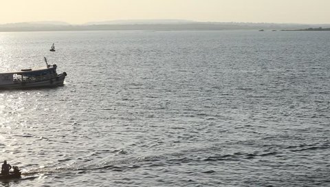 Boats Navigating Amazon River Front City Stock Footage Video (100% ...