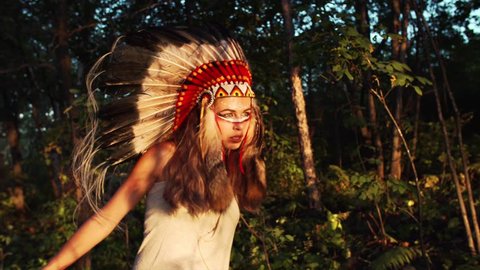 Native American Indian Woman Huntress Sits Stock Photo (Edit Now ...
