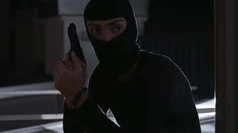 dangerous kidnapper black clothes comes male Stock Footage Video (100% ...