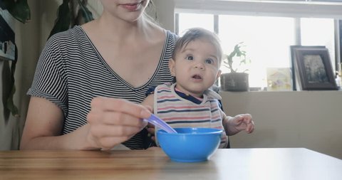 Baby Girl Eating Her First Bite Stock Footage Video (100% Royalty-free ...