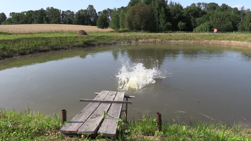 child girl jump pond water wooden Stock Footage Video (100% Royalty ...