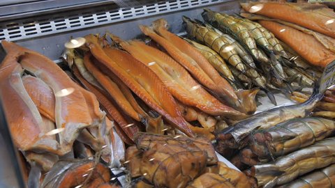 Assortment Fresh Fish Shop Window Stock Footage Video (100% Royalty ...