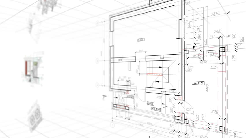 architecture house plan background blueprint animation Stock Footage ...