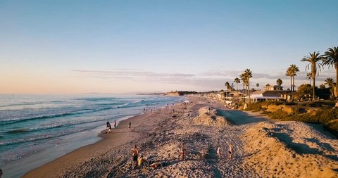 Del Mar Beach California Beautiful Sunset Stock Footage Video (100% ...