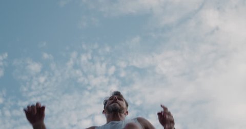 Young Caucasian Runner Man Jumping Over Stock Footage Video (100% ...