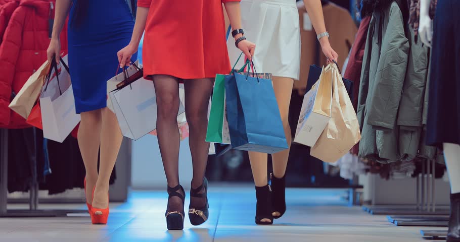 Shopaholic Female Legs with Shopping Stock Footage Video (100% Royalty ...