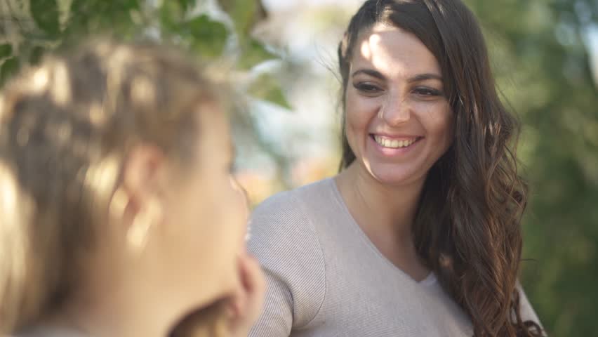 Mom Strokes Daughters Face Pokes Her Stock Footage Video 100 Royalty