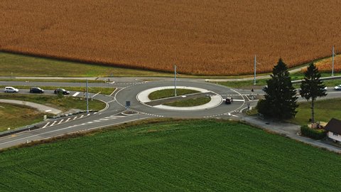 Train Passing Through Roundabout Sunset Switzerland Stock Footage Video ...