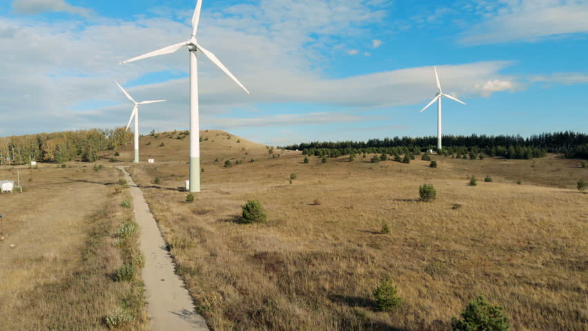 modern wind towers generating power green Stock Footage Video (100% ...