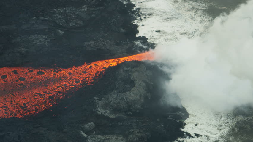 aerial view lava river golden volcanic Stock Footage Video (100% ...